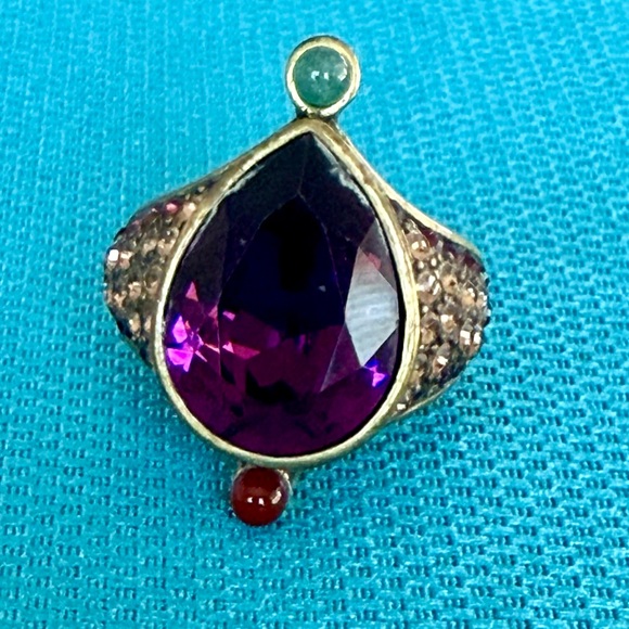 Heidi Daus | Jewelry | Heidi Daus Purple And Gold Teardrop Pear Ring ...